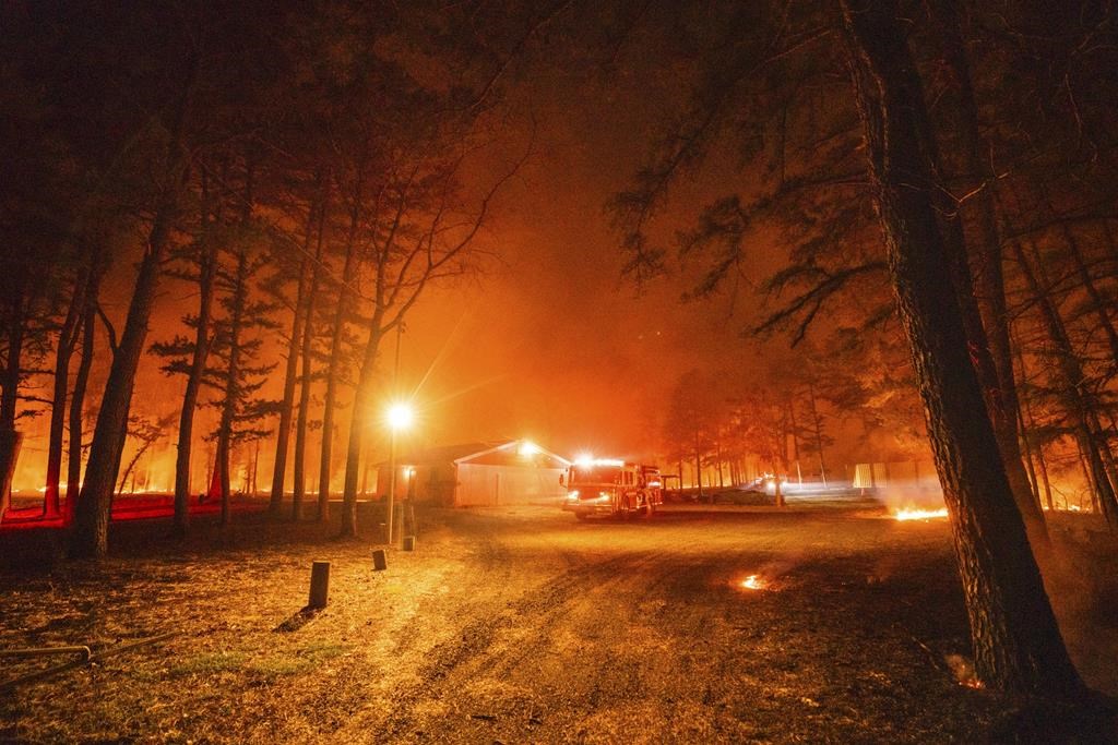 Big flames, raining embers in New Jersey Pine Barrens fire