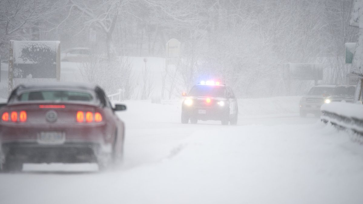 Whiteout conditions on Hwy. 401 towards Kingston, Ont.