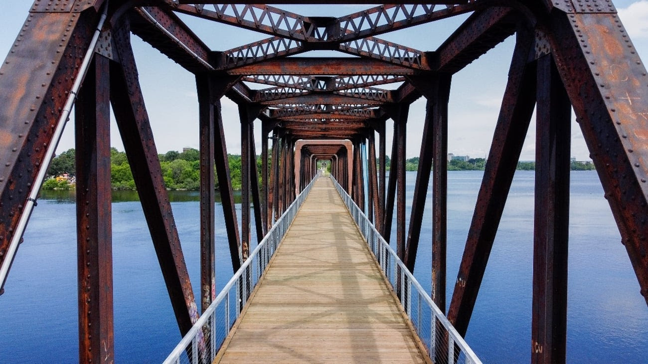 Railway turned pedestrian bridge over Ottawa River completing ...