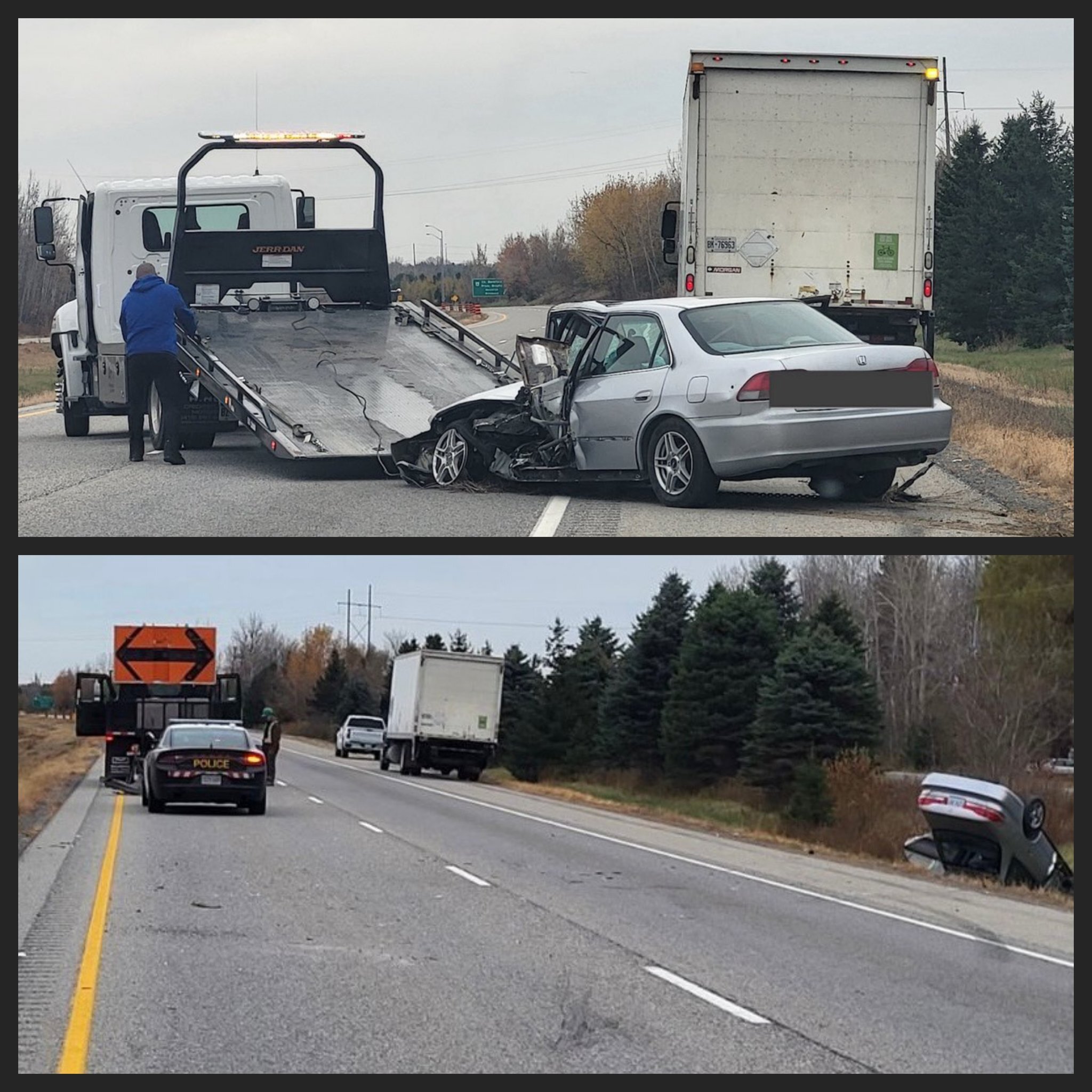 1 flown to hospital after crash with construction vehicle on Hwy. 416 ...
