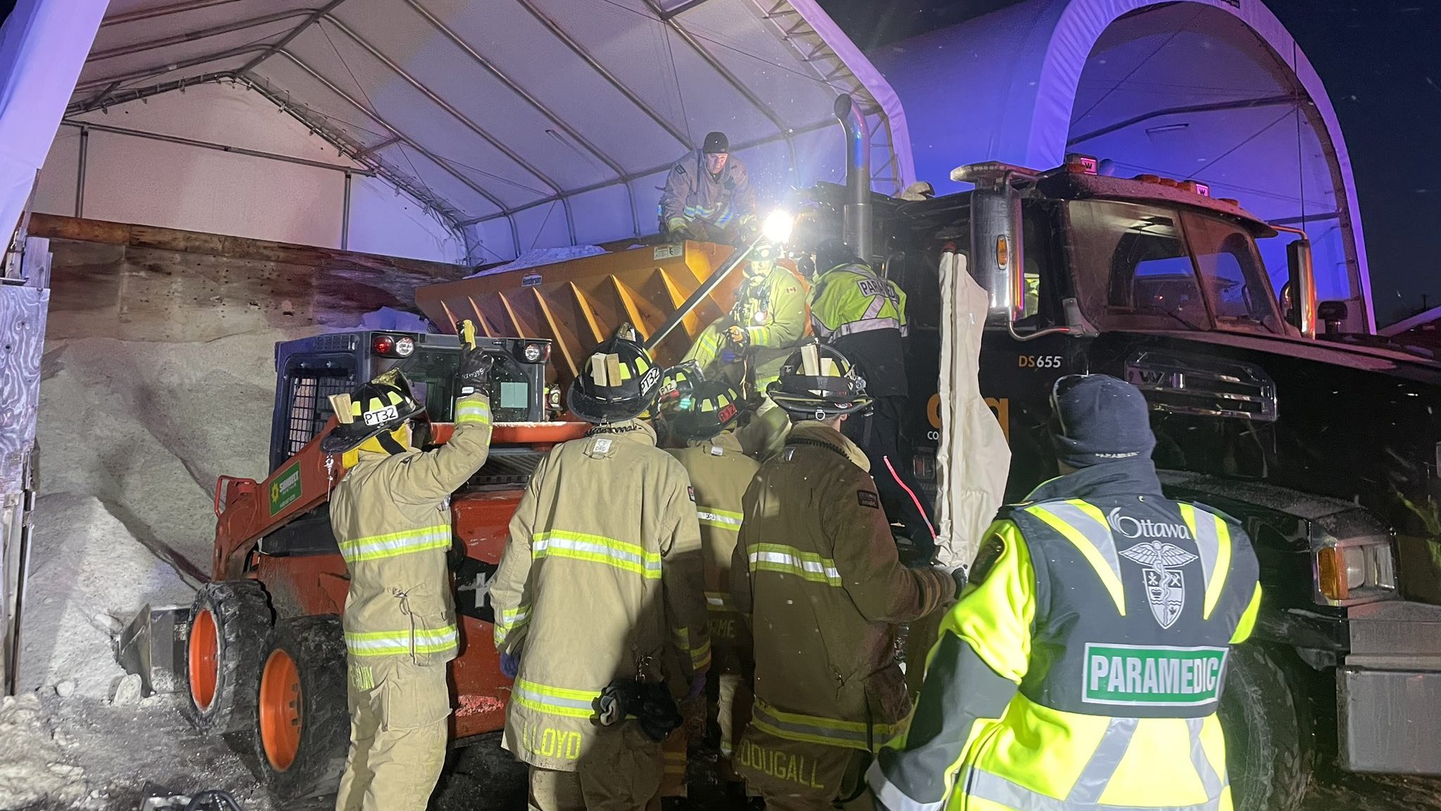 Operator's foot extricated from salt truck; firefighters say