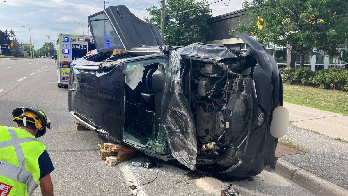 Driver extricated from flipped vehicle following Saturday crash