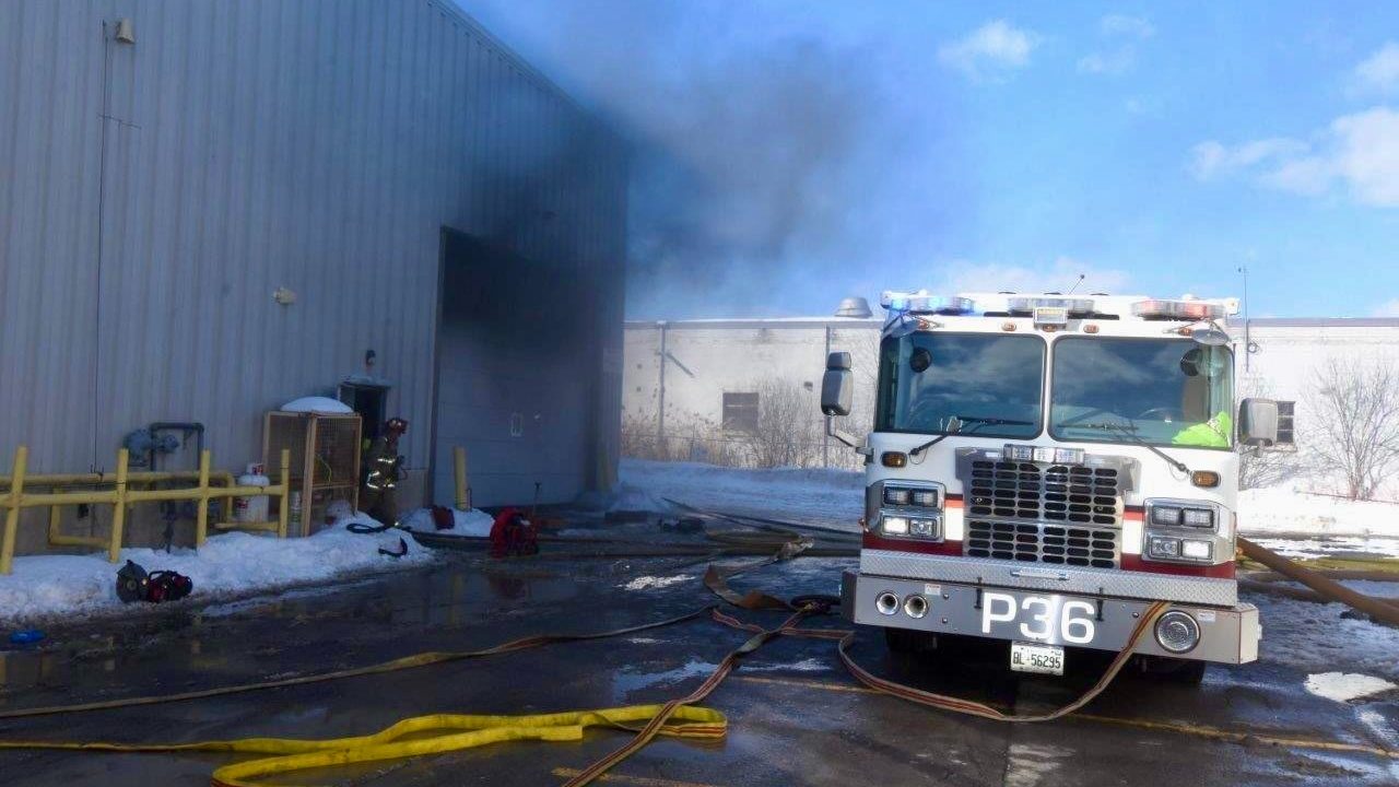 Firefighters battled near-zero visibility in large industrial blaze