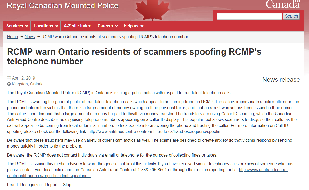 Another tax season scam warning from the RCMP
